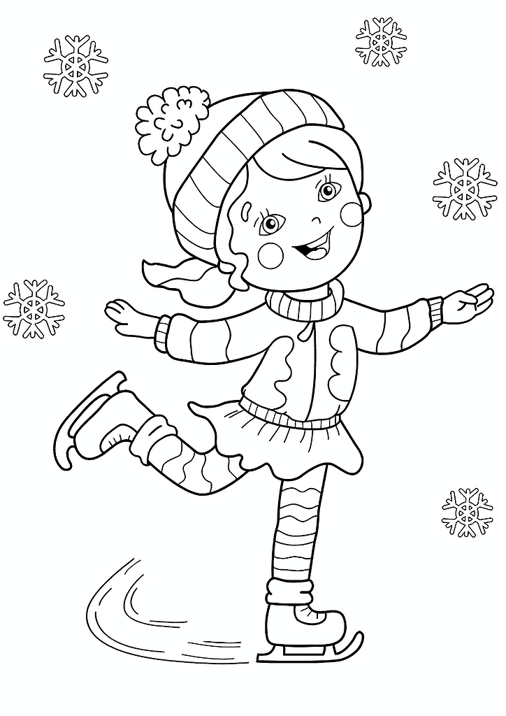 Winter: Girl at the Rink Coloring Page