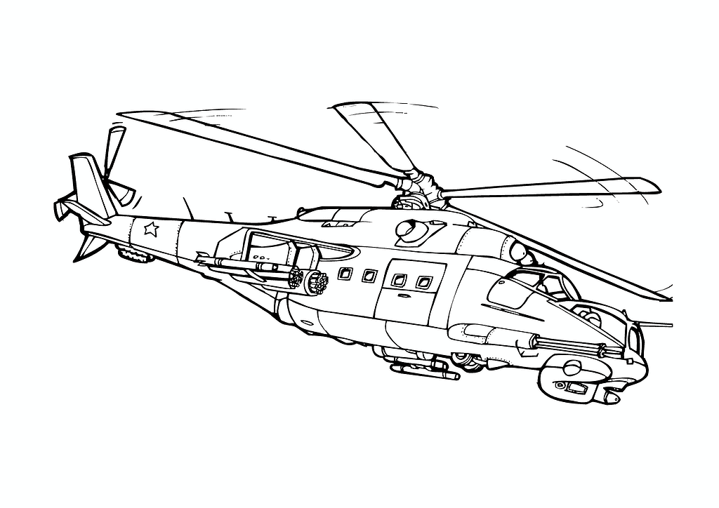 Military Helicopter Coloring Page