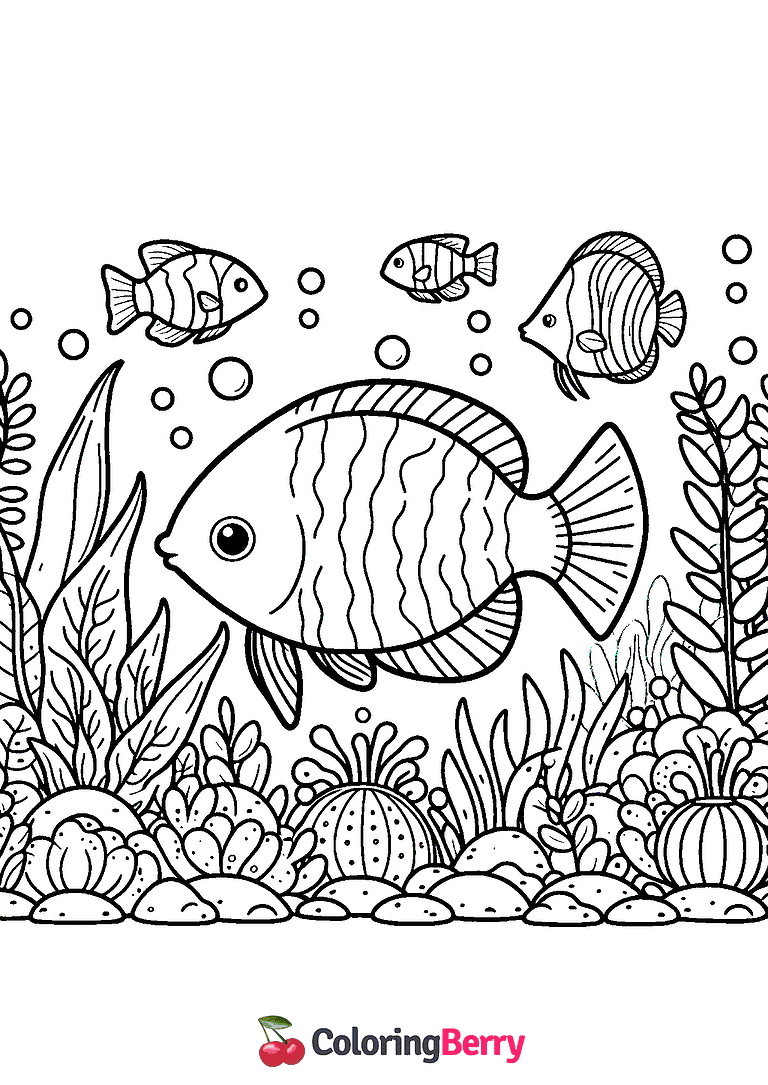 Aquarium Fish Coloring Page (Free PDF Printable)
