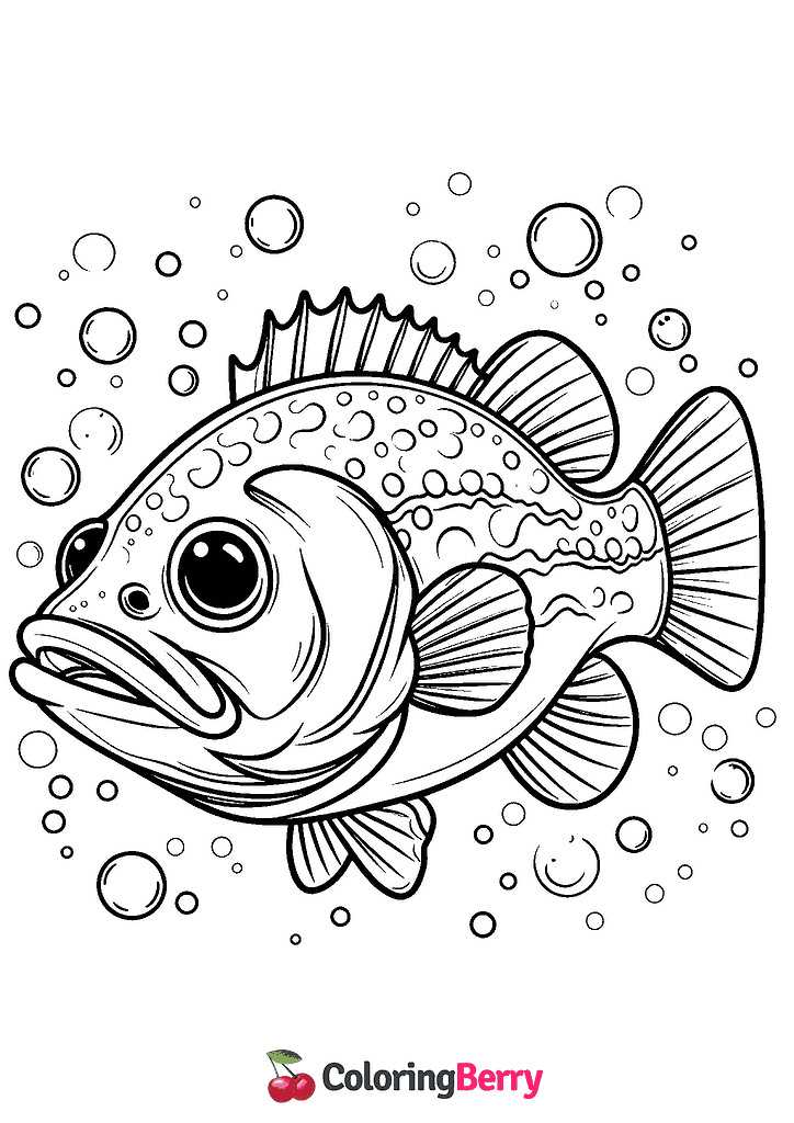 Bass Fish Coloring Page (Free PDF Printable)