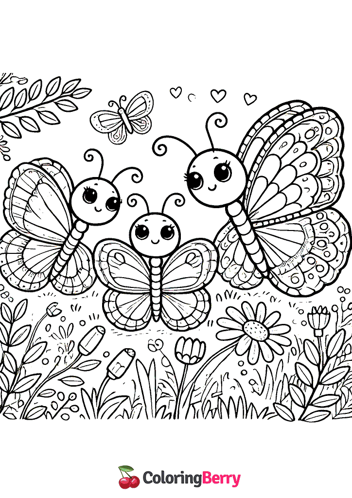 Butterfly Family Coloring Page (Free PDF Printable)