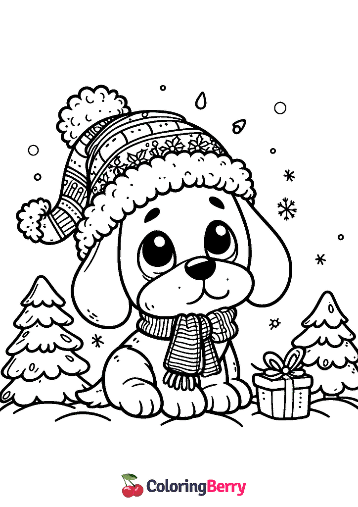 Christmas Dog Coloring Page (Free PDF Printable)