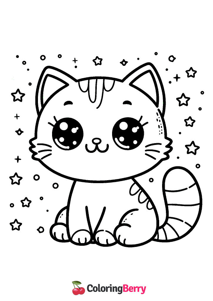 Cute Cat Coloring Page (Free PDF Printable)