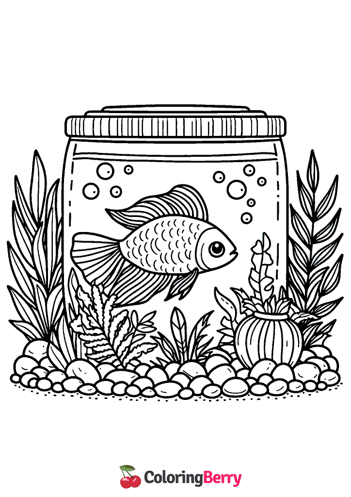 Fish Tank Coloring Page (Free PDF Printable)