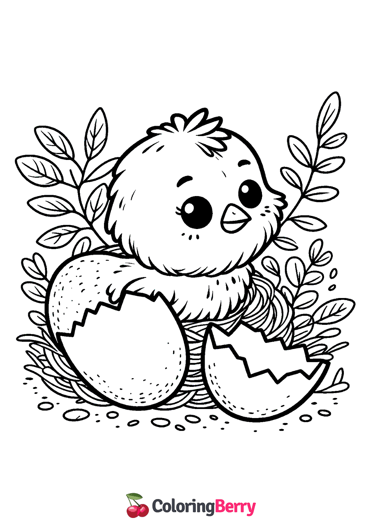 Hatching Chick Coloring Page (Free PDF Printable)