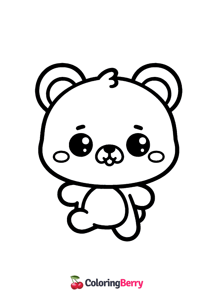 Kawaii Bear Coloring Page (Free PDF Printable)