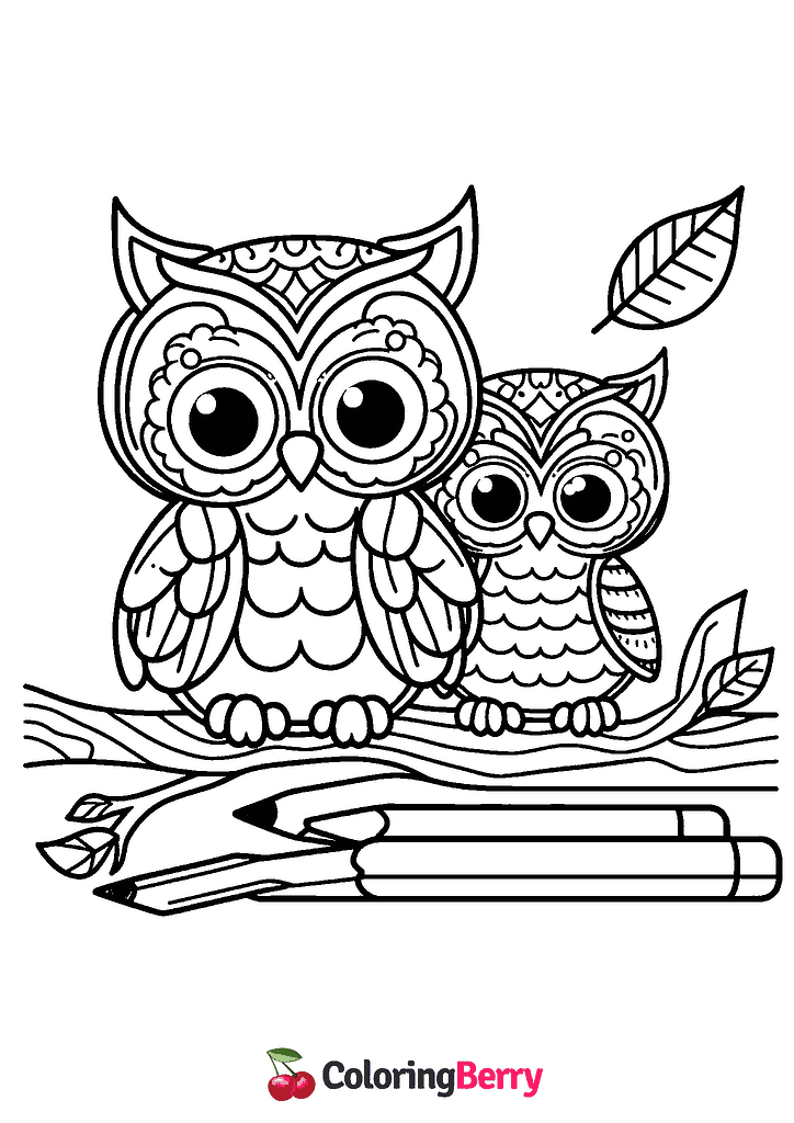 Owl Family Coloring Page (Free PDF Printable)