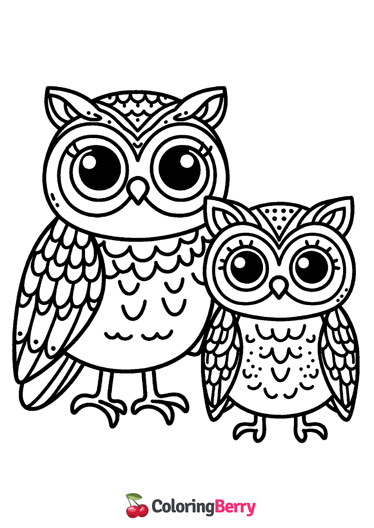 Owls Coloring Page (Free PDF Printable)