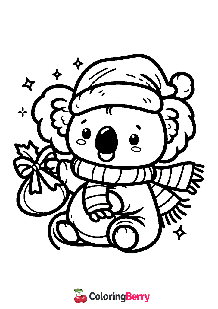 Winter Koala Coloring Page (Free PDF Printable)