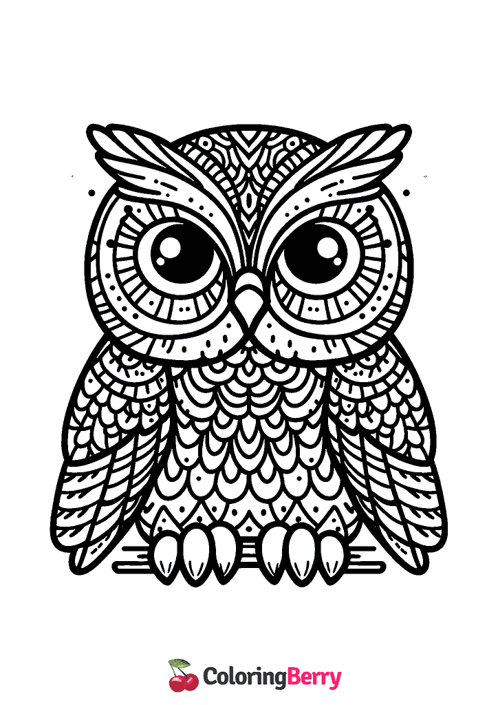 Wise Owl Coloring Page (Free PDF Printable)